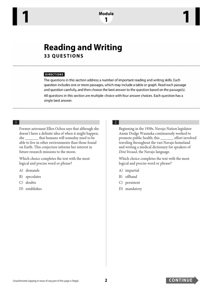 SAT Verbal Practice Test 1 | PDF