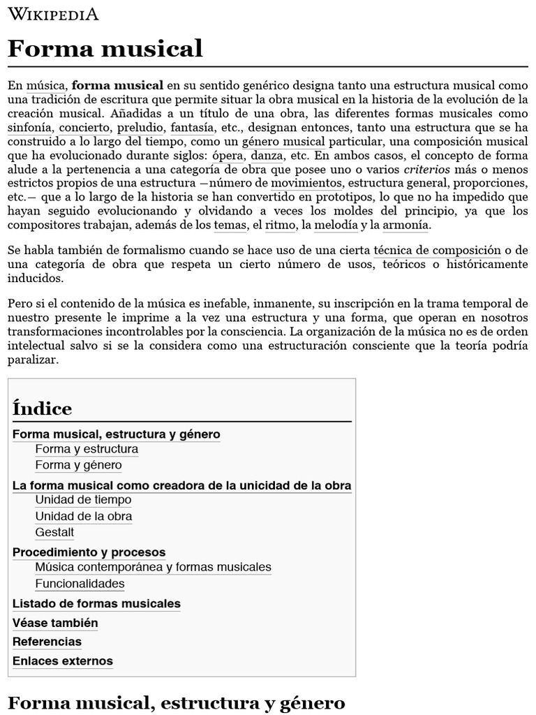 Definición y Tipos de Formas Musicales | PDF | Formas musicales ...