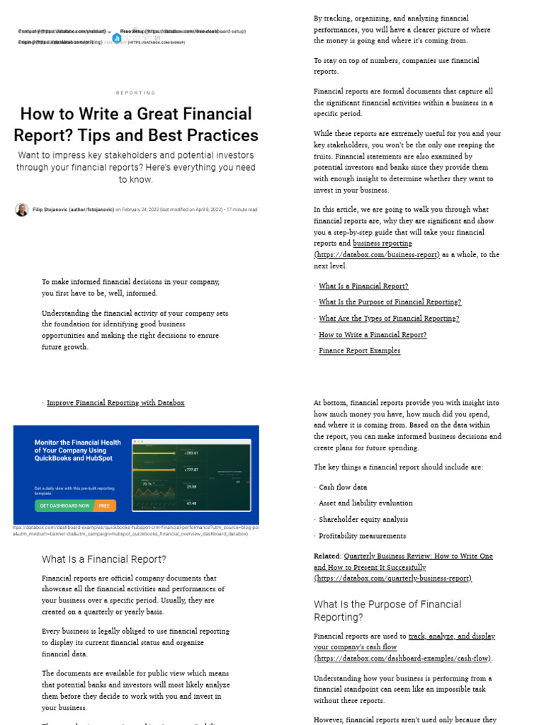 How To Write A Great Financial Report - Tips and Best Practices ...