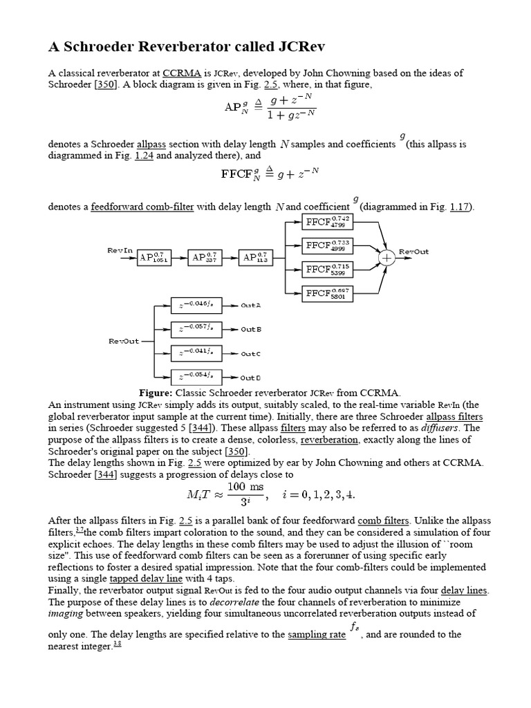 A Schroeder Reverberator Called JCRev | PDF | Matrix (Mathematics) | Filter (Signal Processing)