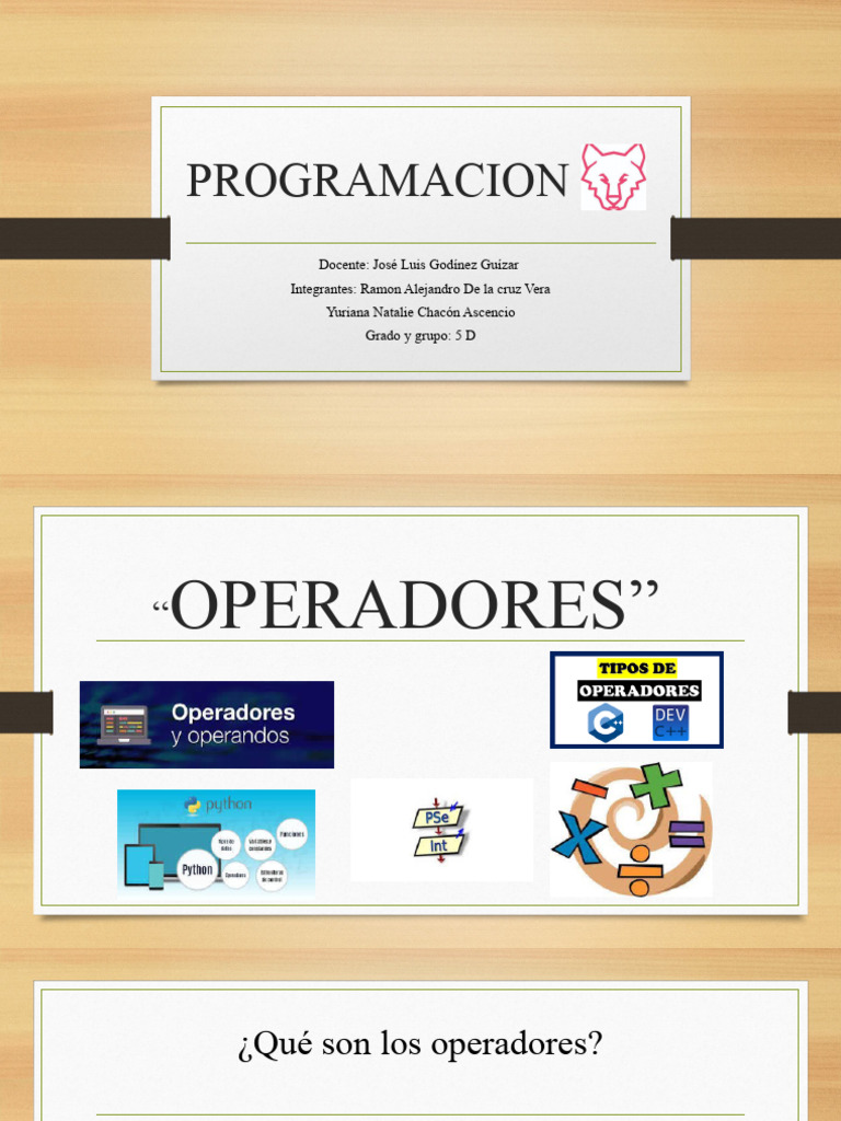 OPERADORES | PDF | Lenguaje de programación | Multiplicación