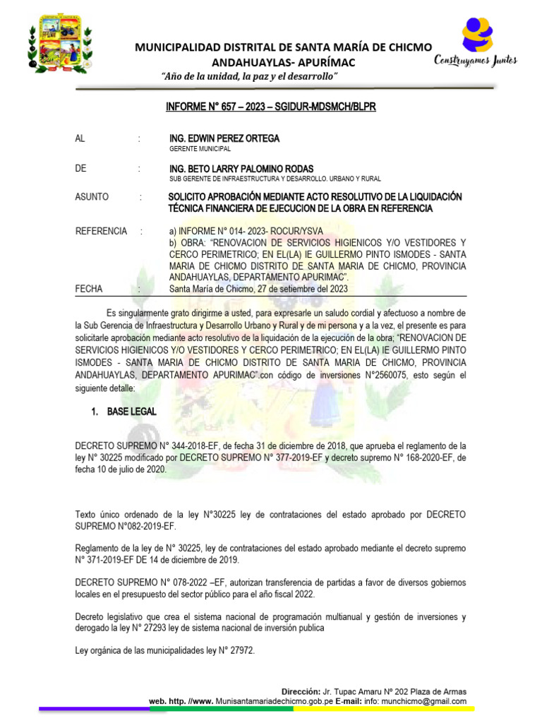 Aprobacion Bajo Acto Resolutivo Administracion Directa de Chicmo | PDF ...