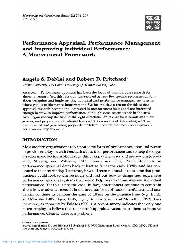 2006mor Denisi Pritchard PA PM Motivational Framework | PDF ...