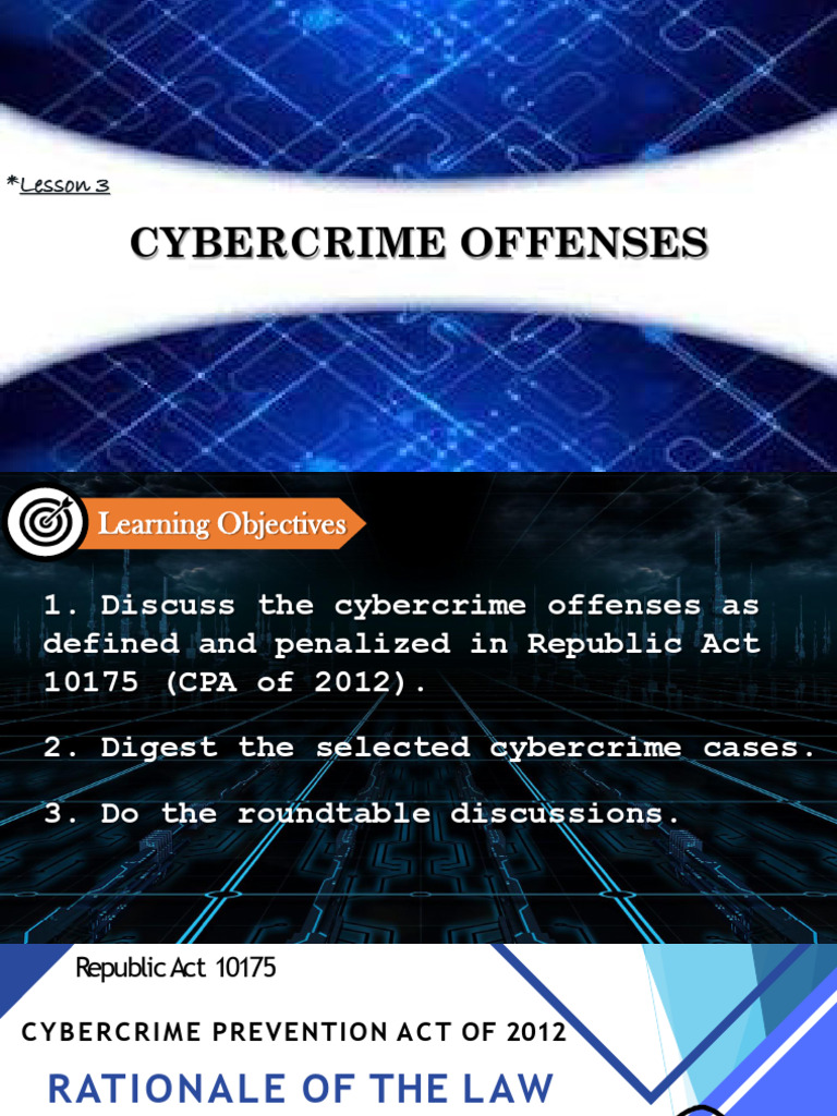 Lesson 3 - Cybercrime Offenses | PDF | Computing | Common Law