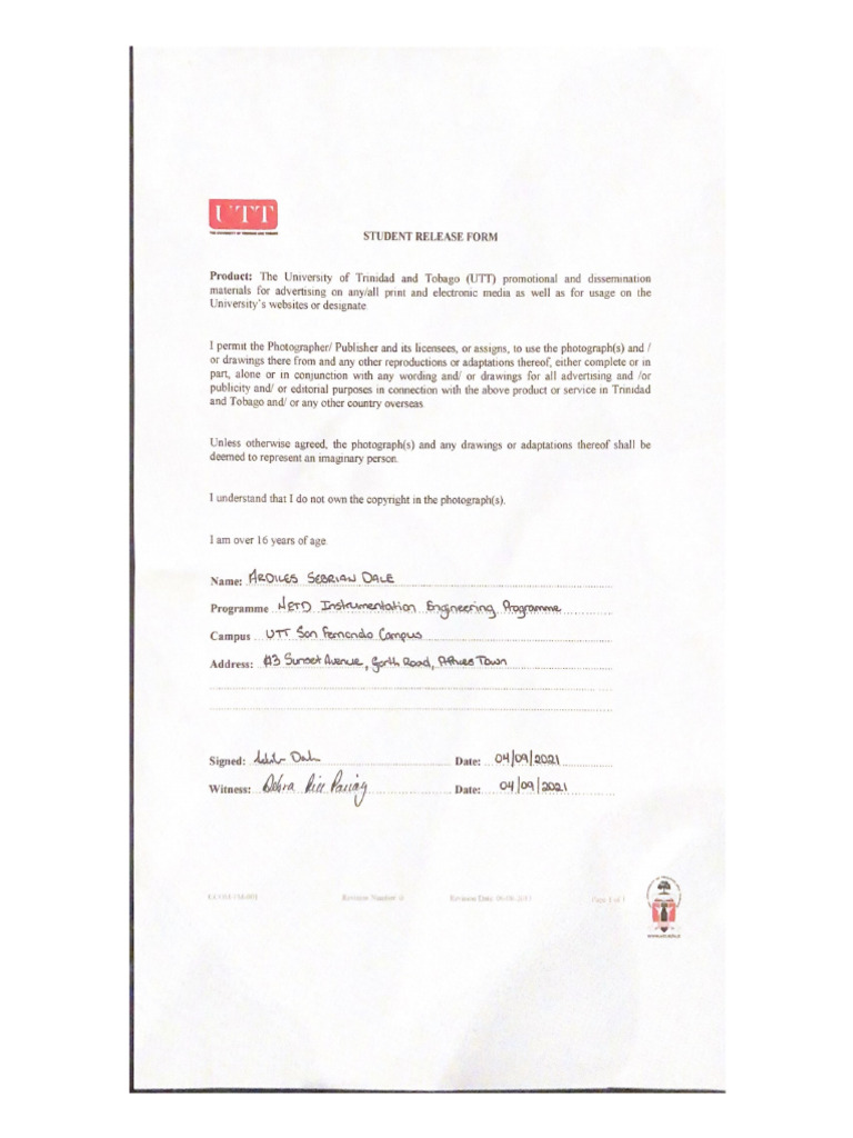 STUDENT RELEASE FORM | PDF