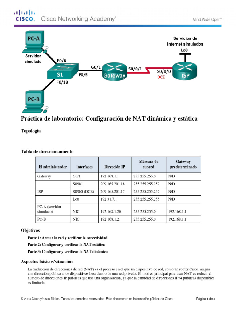 Configuración de NAT: Guía Práctica | PDF | Dirección IP | Enrutador (Computación)