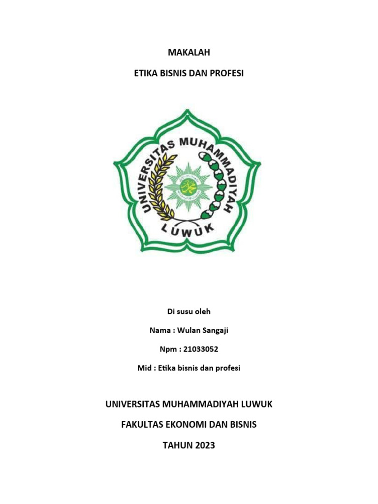 Etika Profesi Akuntansi 2023 | PDF | Karier & Perkembangan | Bisnis
