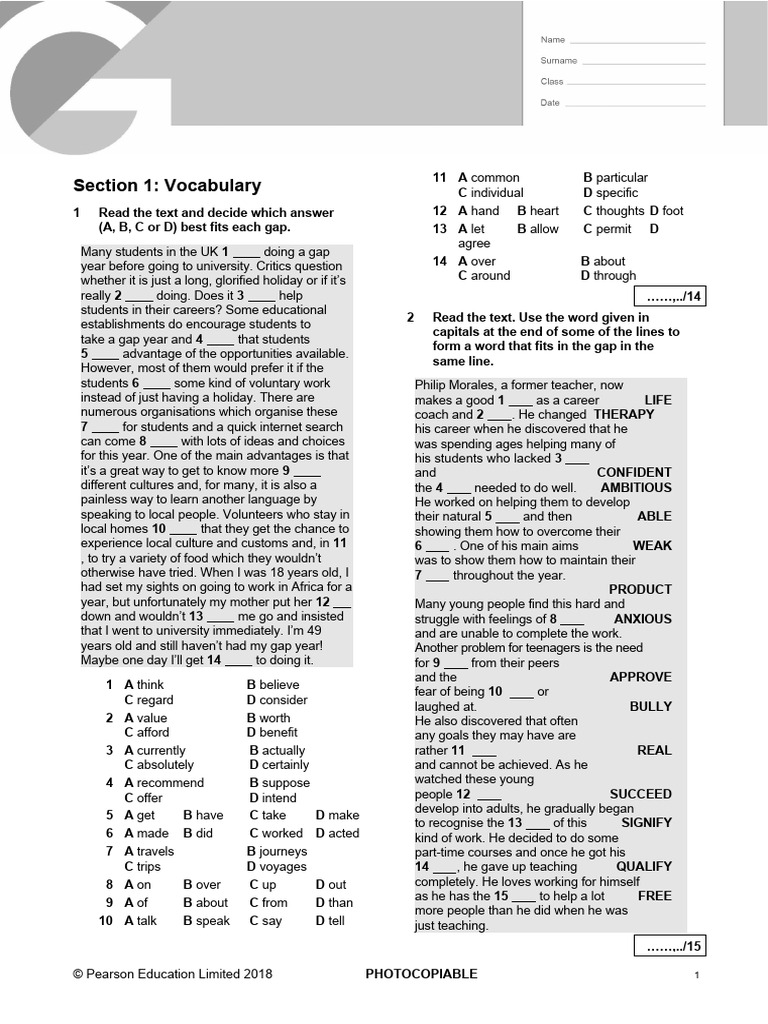 Gold B2 First NE ET | PDF
