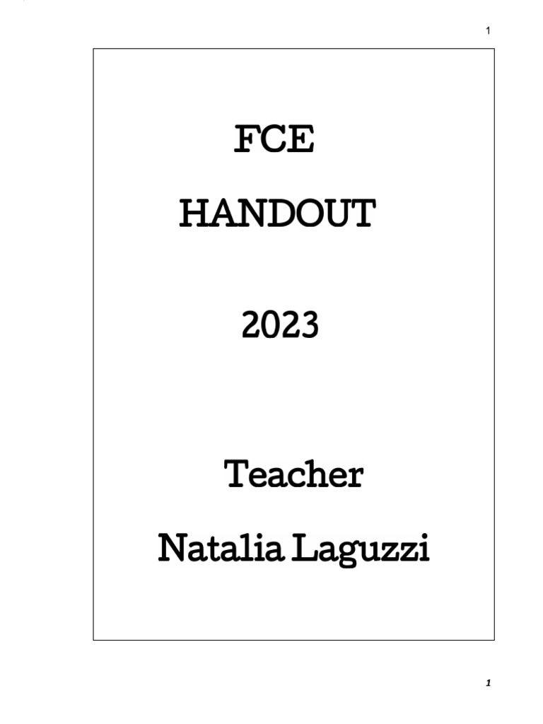 Fce Handout 2023 | PDF