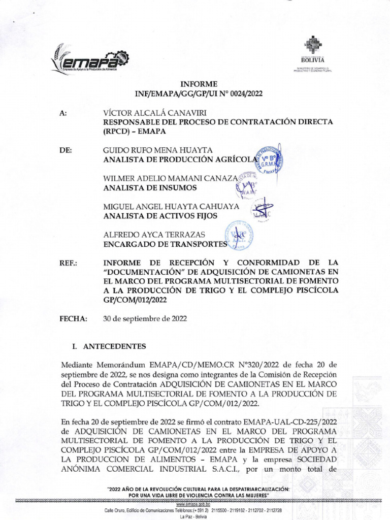 Informe de Recepcion | PDF