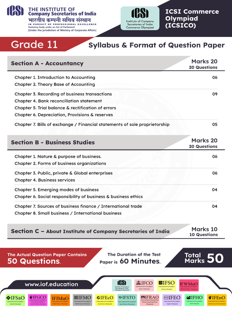 ICSICO-CL-11-Syllabus & Format | PDF | Accounting | Business