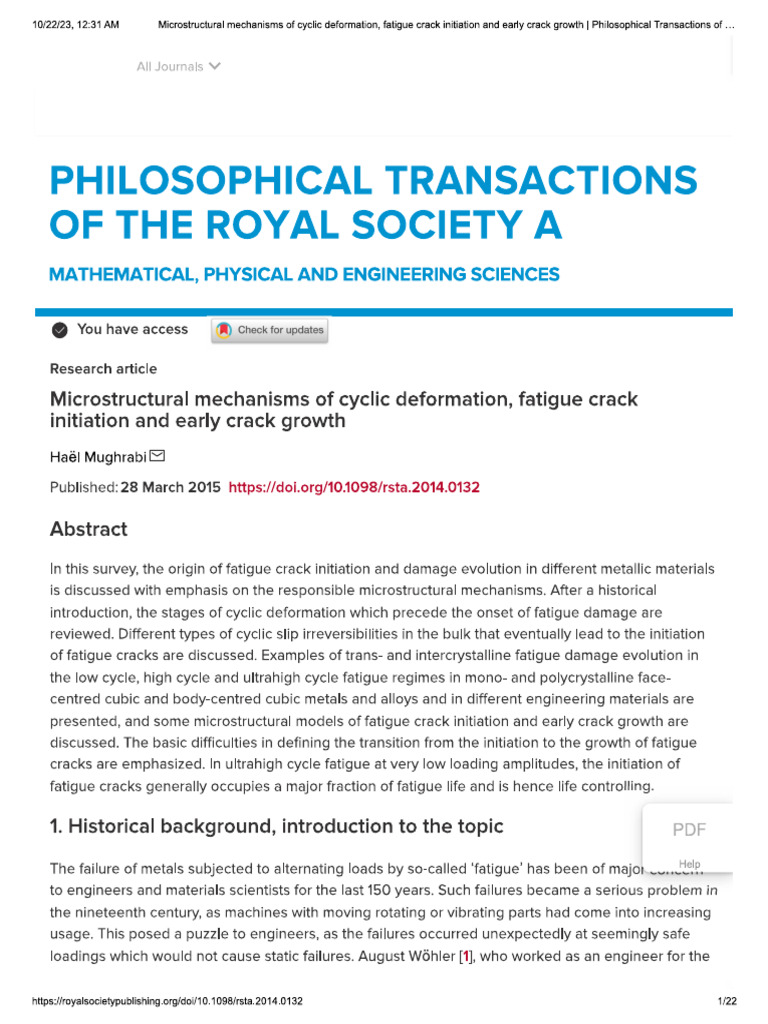 Microstructural Mechanisms of Cyclic Deformation, Fatigue Crack ...