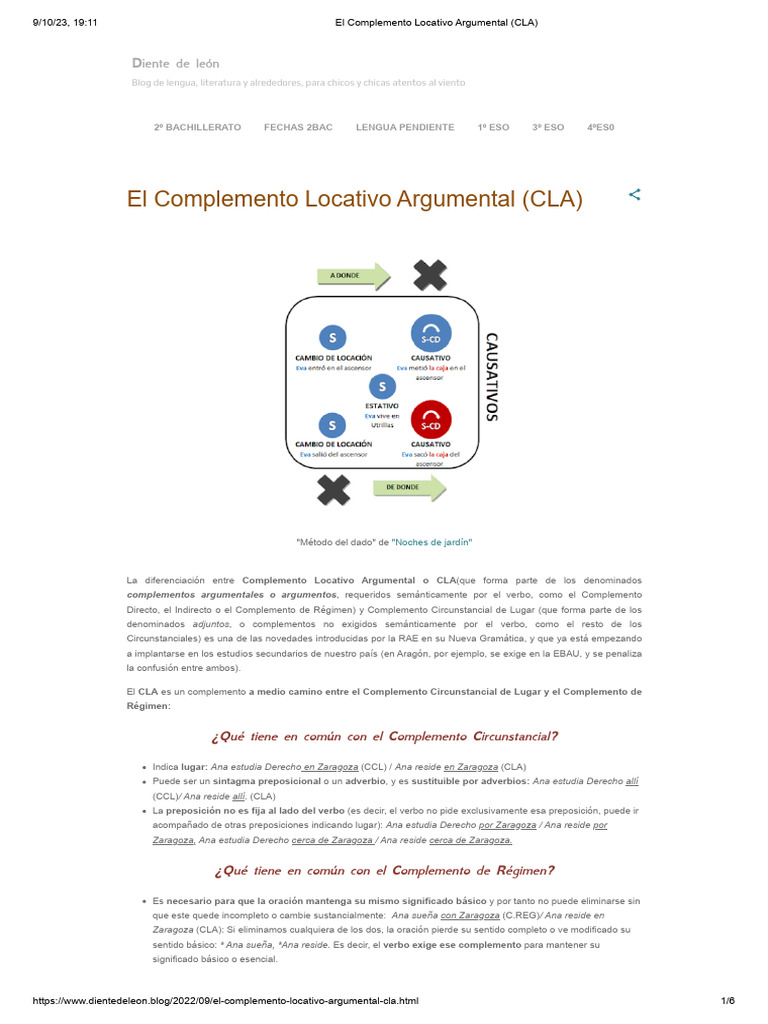El Complemento Locativo Argumental (CLA) | PDF | Sintaxis | Lingüística