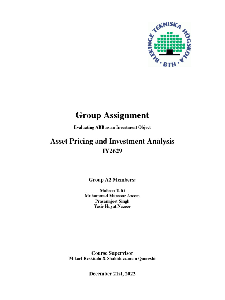 IY2629 H22 lP2 Asset Pricing and Investment Analysis Assignment | PDF | Discounted Cash Flow ...
