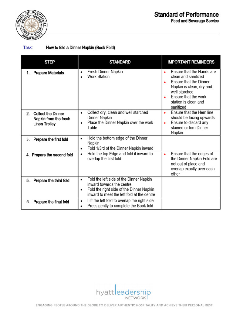 46.how To Fold A Napkin (Book Fold) | PDF | Food And Drink