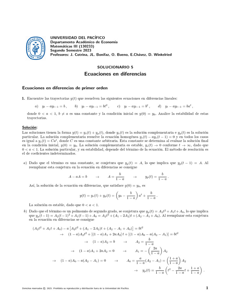 Ejercicio 5 | PDF | Relación de recurrencia | Ecuaciones