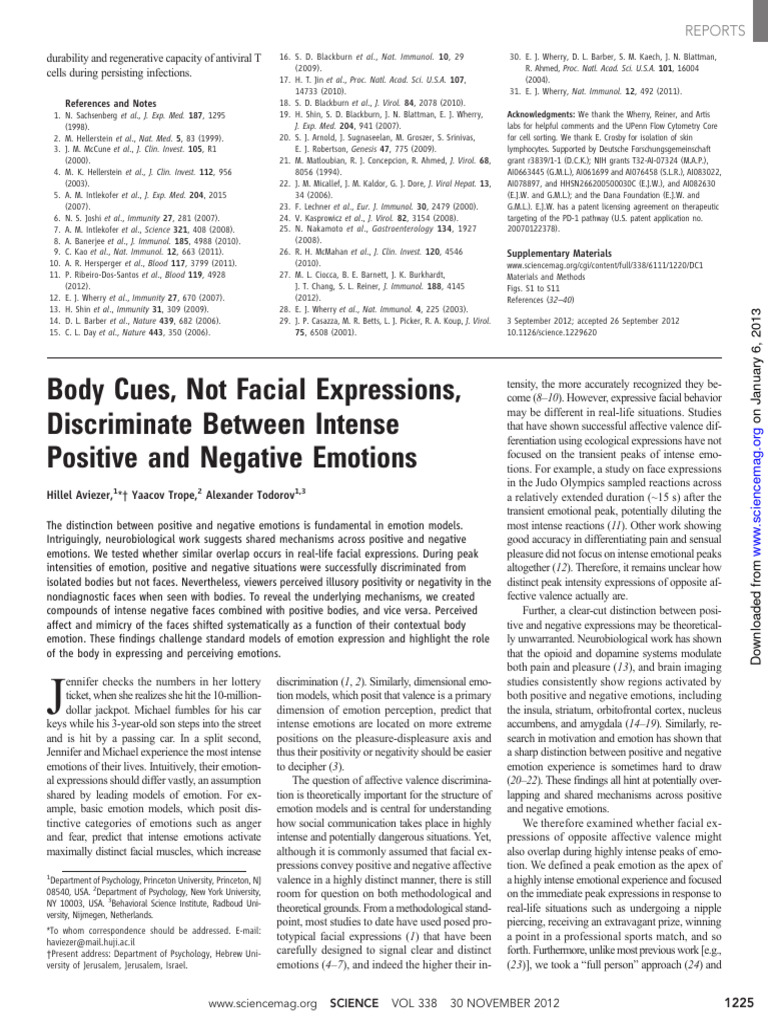 Body Cues, Not Facial Expressions, Discriminate Between Intense ...
