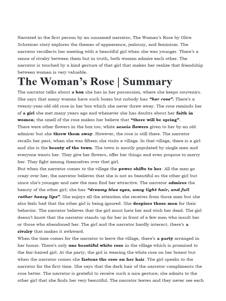 The Women's Rose | Download Free PDF | Hope | Narration