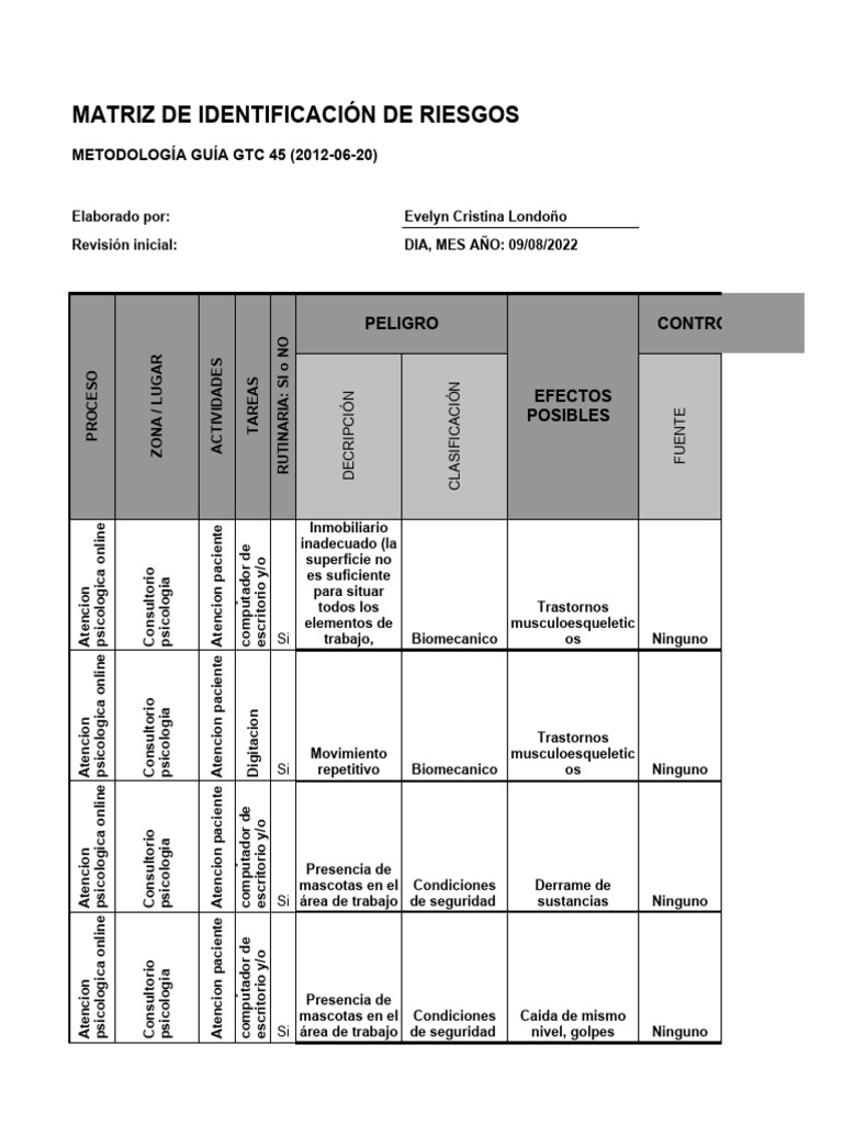 matriz_riesgos | PDF | Sicología | Naturaleza