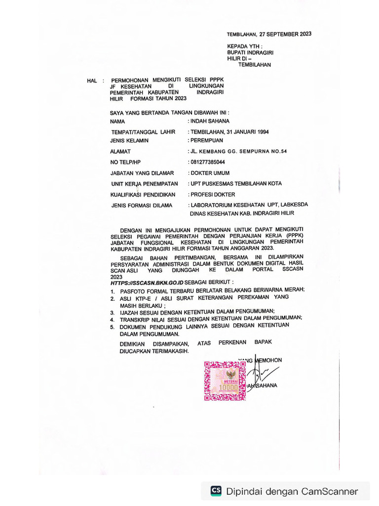 Surat Permohonan Pakai Matrai | PDF