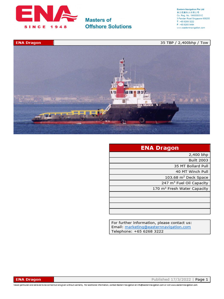 Specs - EnA Dragon | PDF | Anchor | Tugboat