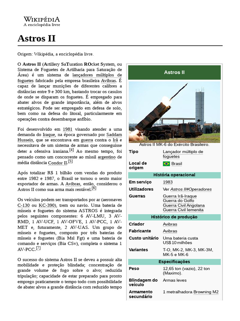 Astros II | PDF | Ciência militar | Tecnologia militar
