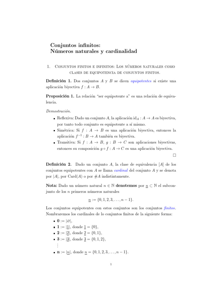 Conjuntos Infinitos | PDF | Conjunto (Matemáticas) | Número natural