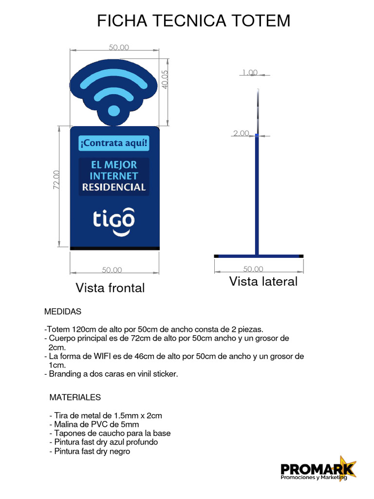 Ficha Tecnica Totem 120x50 | PDF