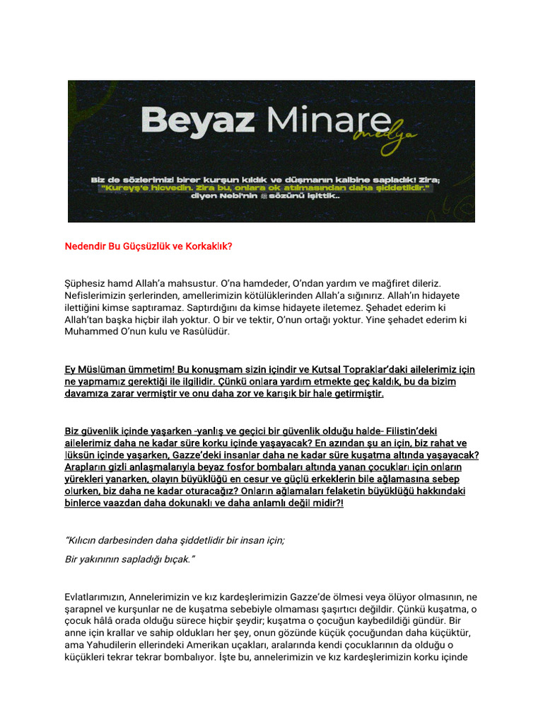 Filistini Özgürleştirmek İçin Pratik Adımlar @beyazminaremedya2 | PDF