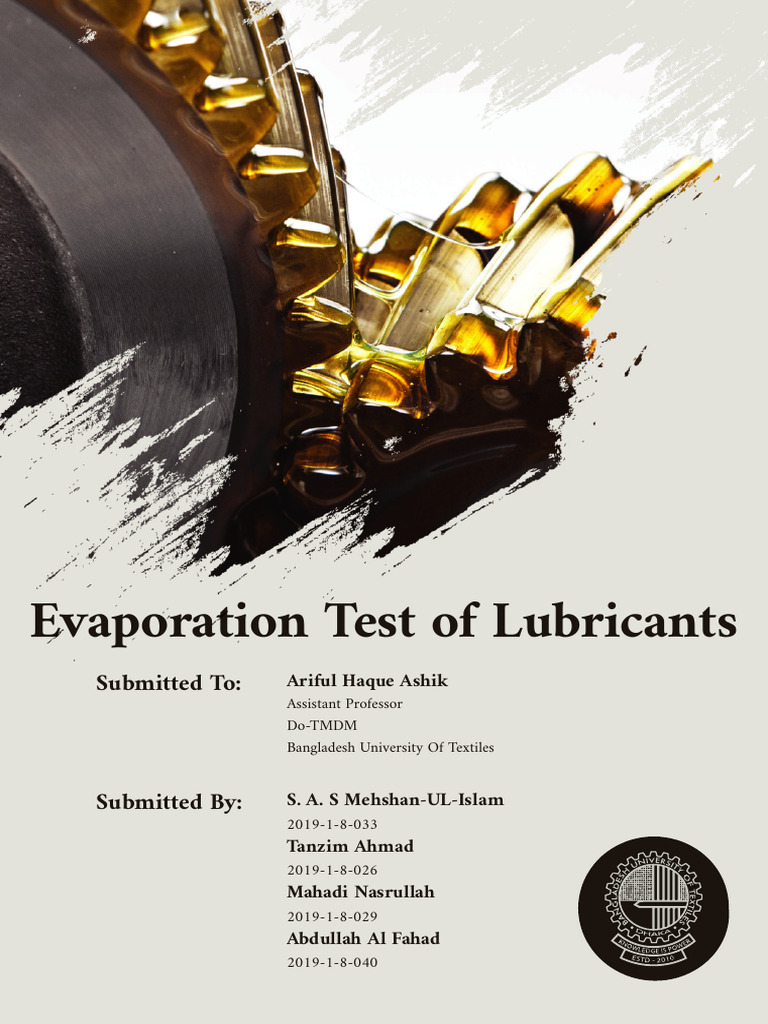 Evaporation Test of Lubricants | PDF | Lubricant | Oil