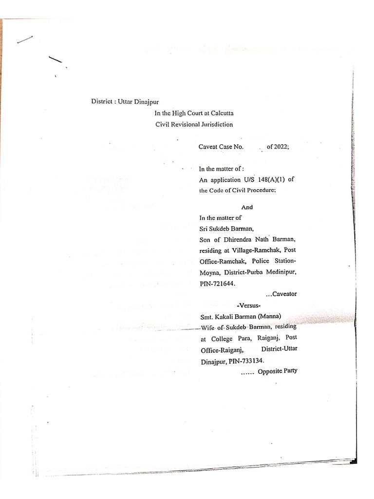 S. 148 (A) (1) C.P.C. Caveat | PDF