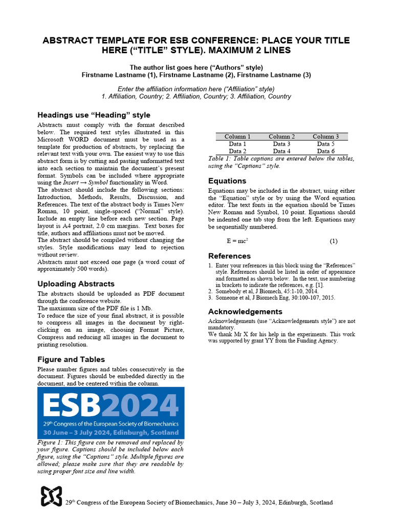 Esb2024 Abstract Template | PDF | Abstract (Summary) | Human Communication