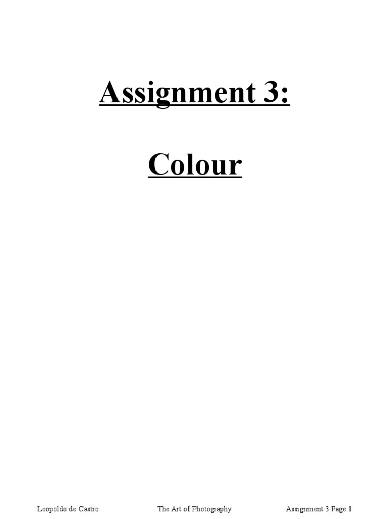 Photography Assignment on Color Theory | PDF | Exposure (Photography ...