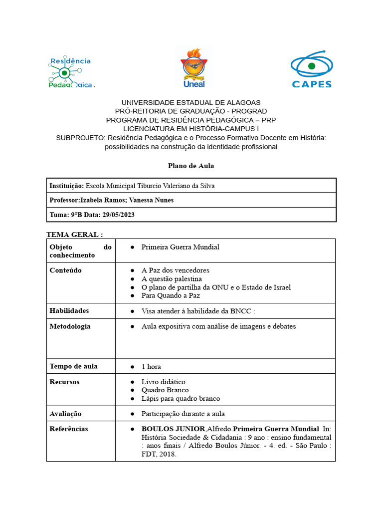 Plano de Aula 9B 29 - 05 - 23 | PDF