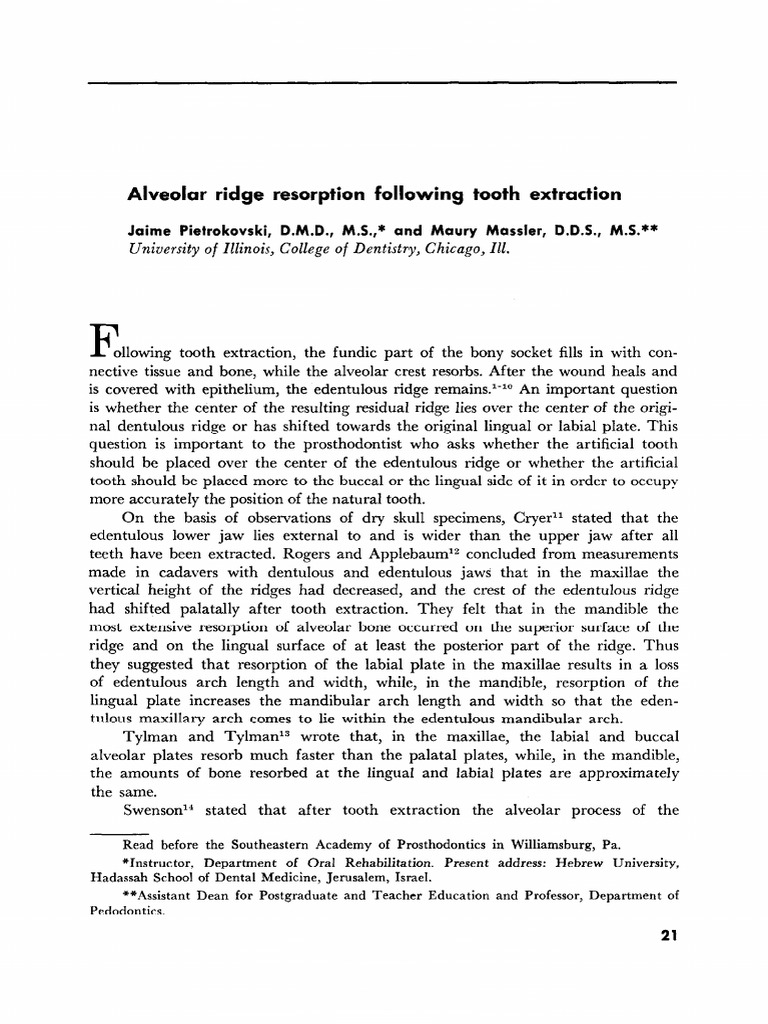 Alveolar Ridge Resorption Post-Extraction | PDF | Human Anatomy ...