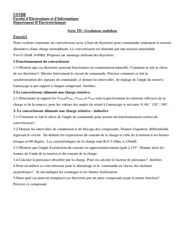 Ex6 Avec Corrigé | PDF | Onduleur | Redresseur