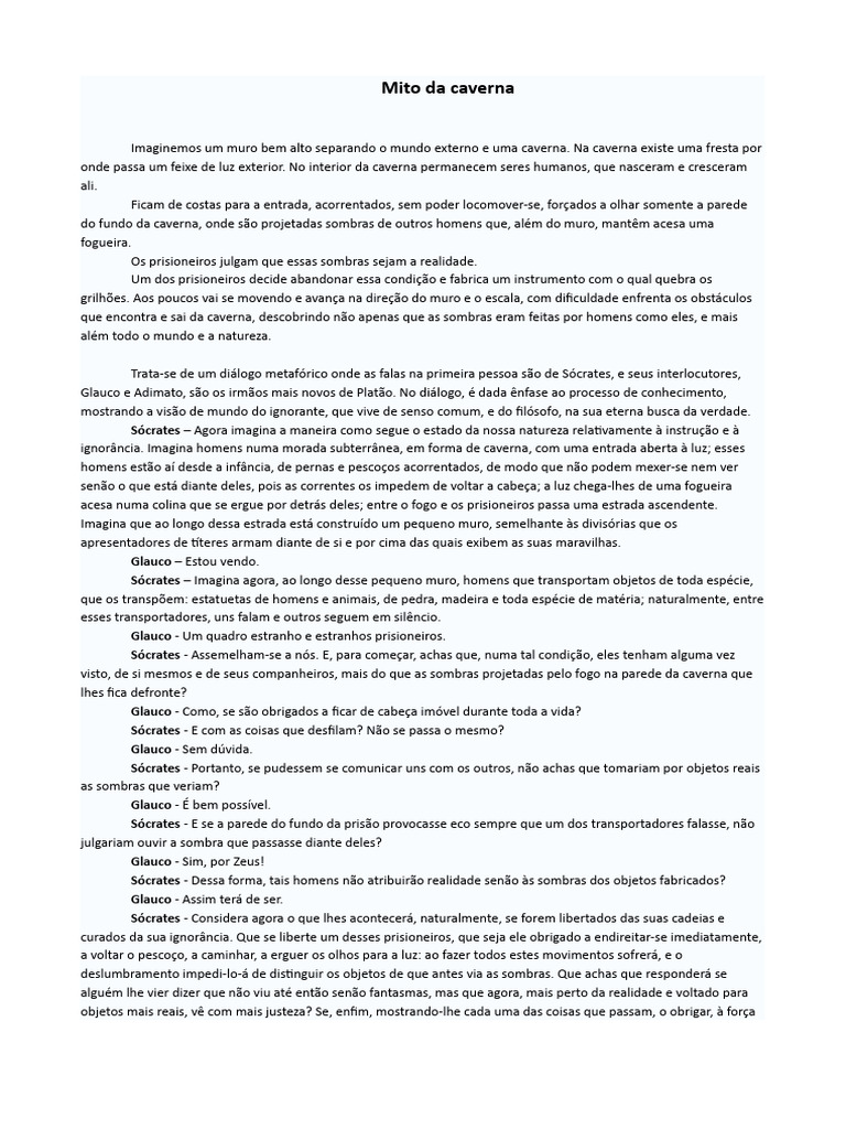 Mito Da Caverna - Texto | PDF