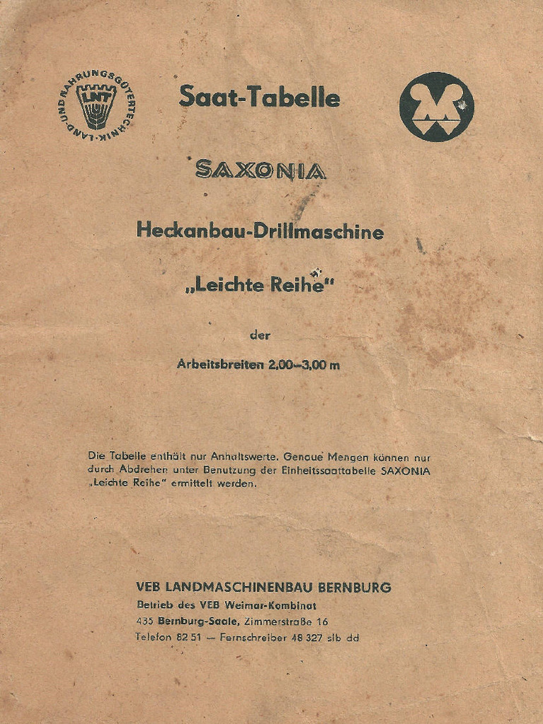 Semoir Saxonia A201 | PDF