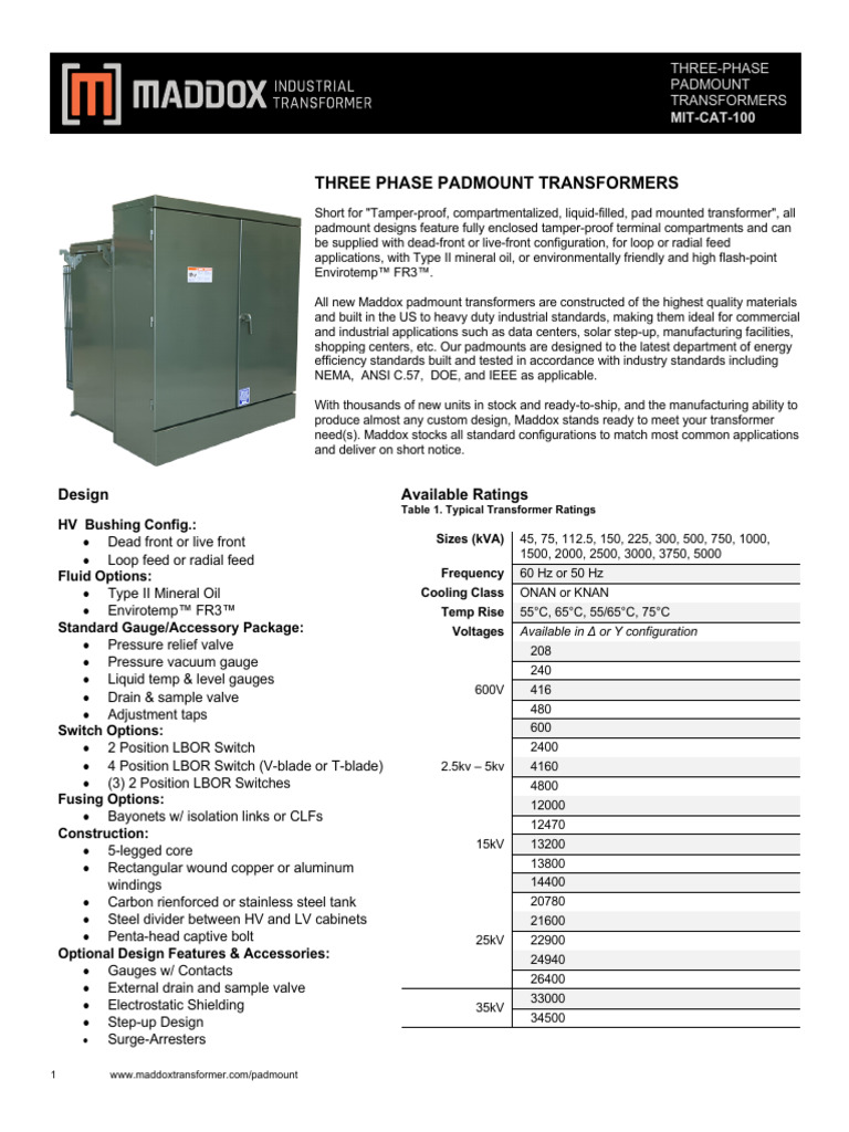 Three Phase Padmount Transformer 1 | Download Free PDF | Transformer ...