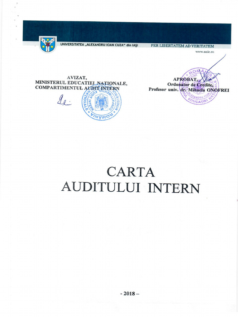 CARTA Auditului Intern 2018 | PDF