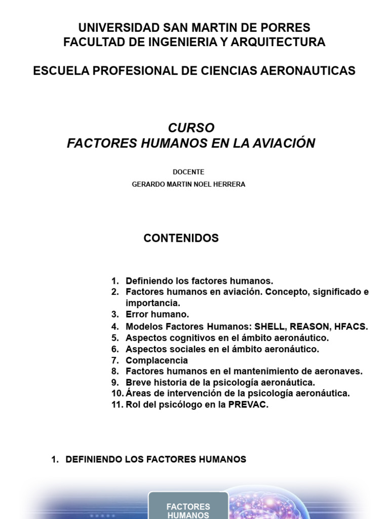 1.curso de Factores Humanos en Aviación 1era Clase | PDF | Factores humanos y ergonomía | Sicología