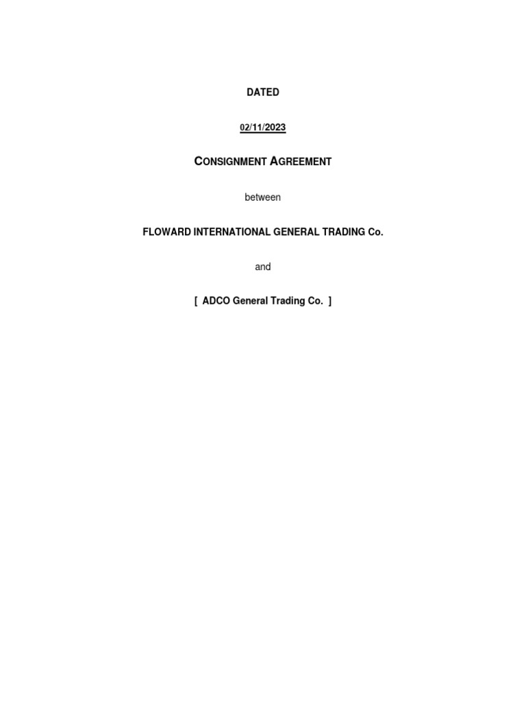 Floward Consignment Agreement (Venus by Nesreen) | PDF | Indemnity ...