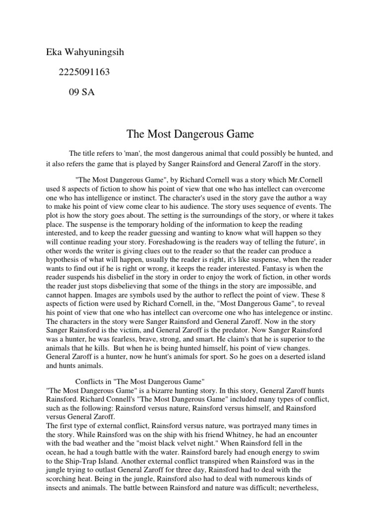 Analysis of "The Most Dangerous Game" | PDF | Leisure