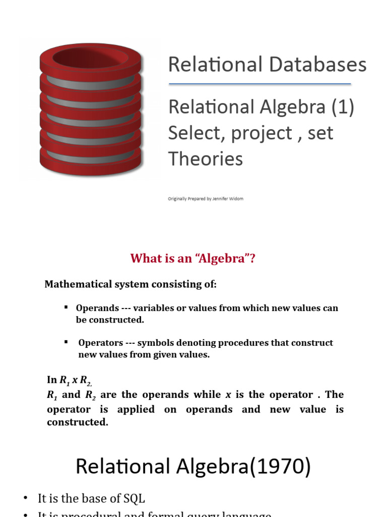 Lecture-3 Relational Algebra I | PDF | Relational Model | Mathematics