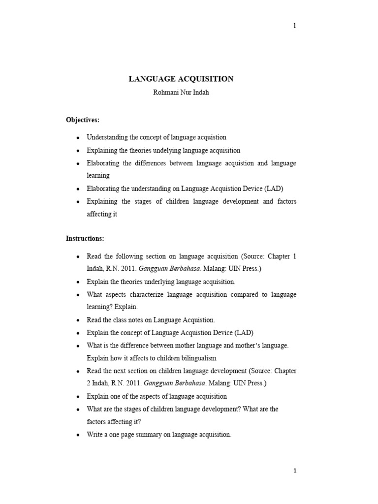 Understanding Language Acquisition Theories | PDF | Language ...