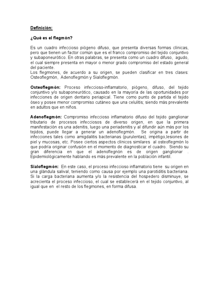 Flegmon Osteoflegmon y Abscesos | PDF | Antibióticos | Lesión