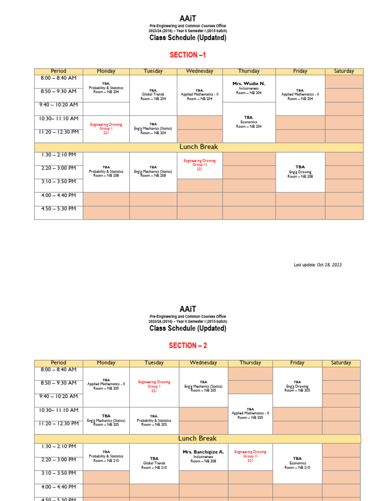 AAiT PECC 2015 Year II Sem I Sections 21 | PDF | Academic Term | Applied Mathematics