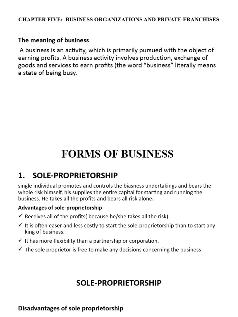 Chapter Five - Final | PDF | Franchising | Partnership