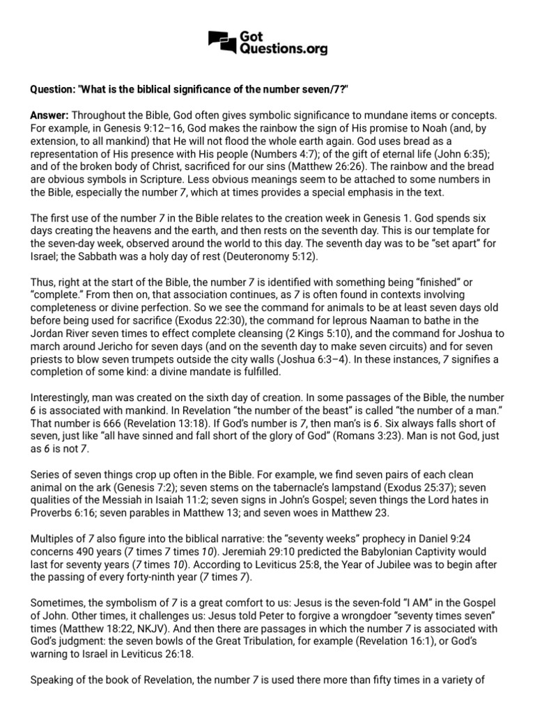 What Is The Biblical Significance of The Number Seven - 7 - Printer ...