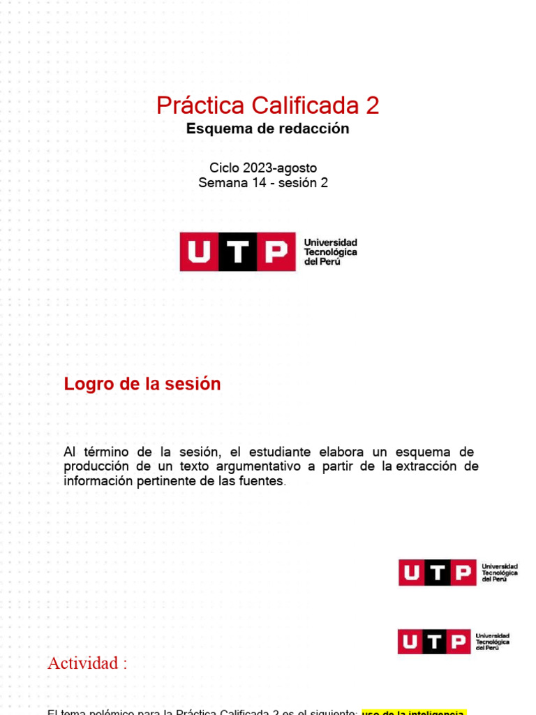S14.s2-Práctica Calificada 2 - Esquema de Redacción 2023 Agosto | PDF | Disciplinas | Plagio
